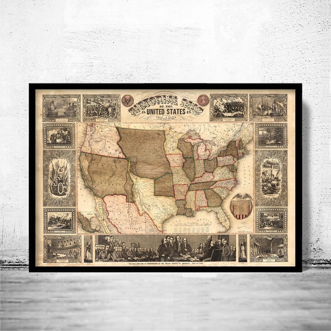 Old Map of United States of America 1849 USA Vintage Map | Vintage Map ...