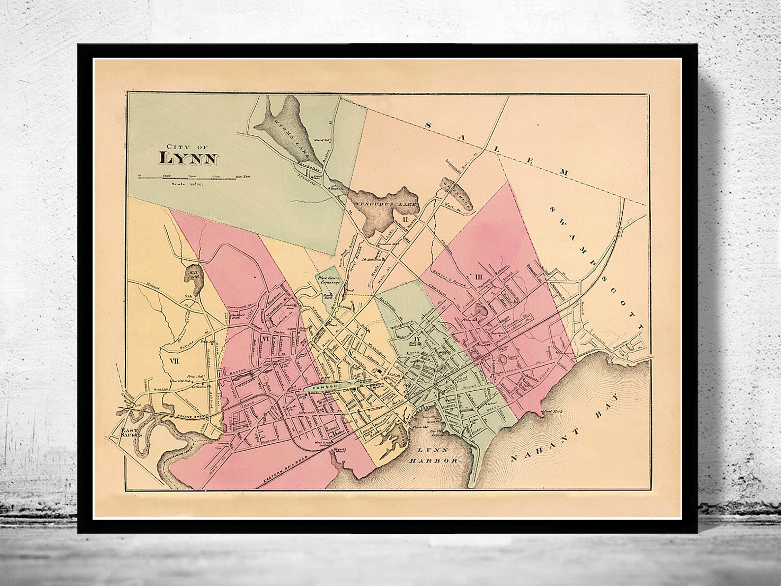 Old Map of Lynn 1871 Massachusetts Vintage Map of Lynn Vintage Poster ...
