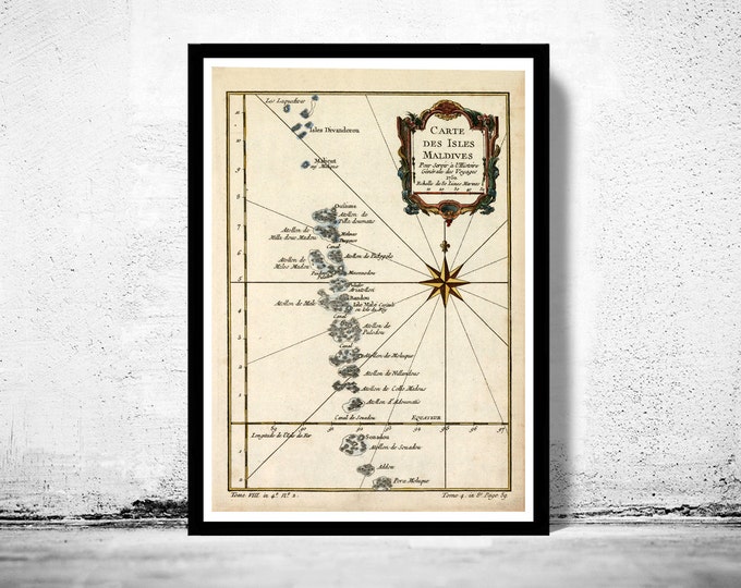 Old Maldives Islands Map 1841 Vintage Maldivian Isles Atlas Poster - Etsy