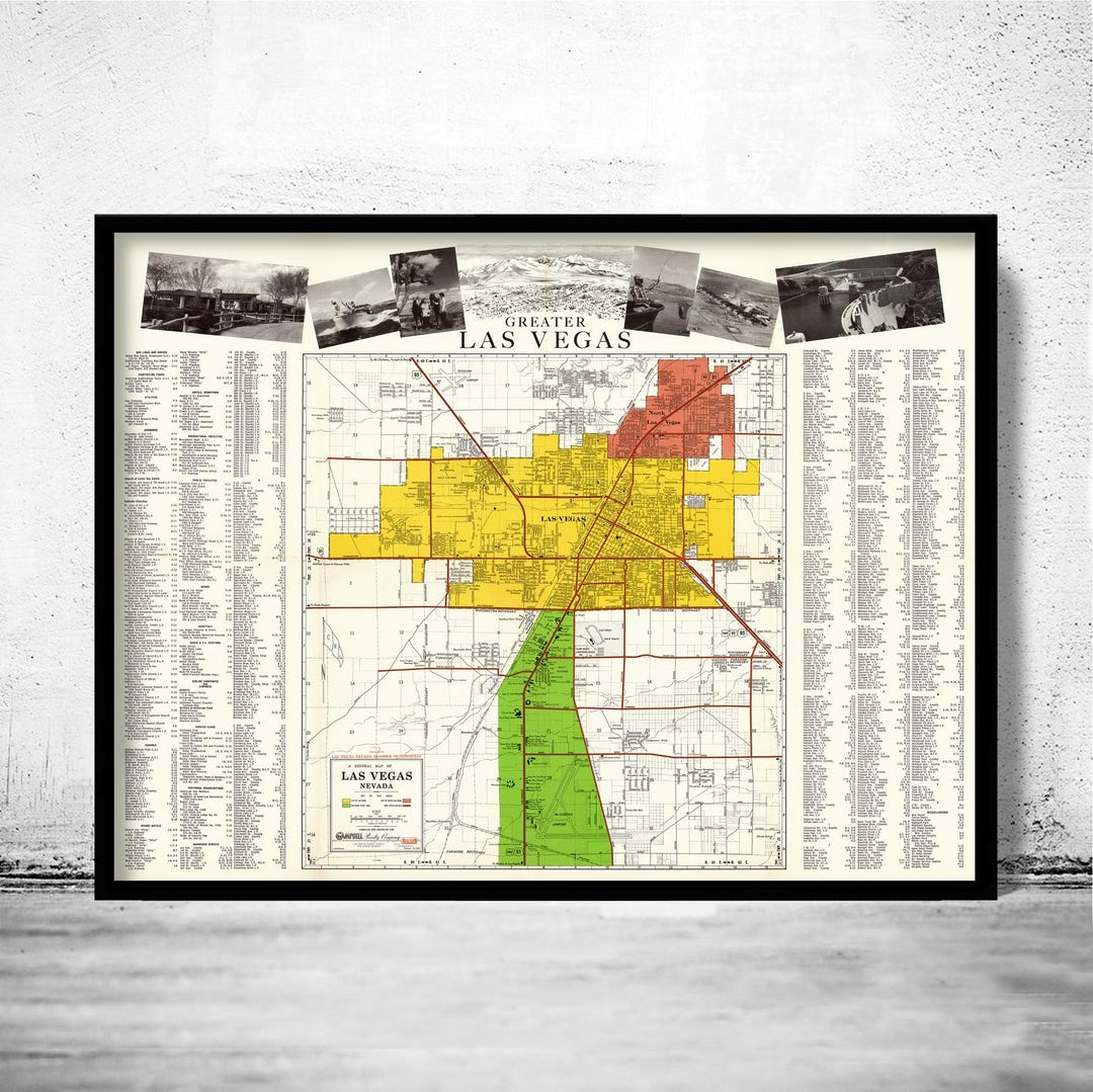 Old Map of Las Vegas Nevada Vintage Map | Vintage Poster Wall Art Print ...