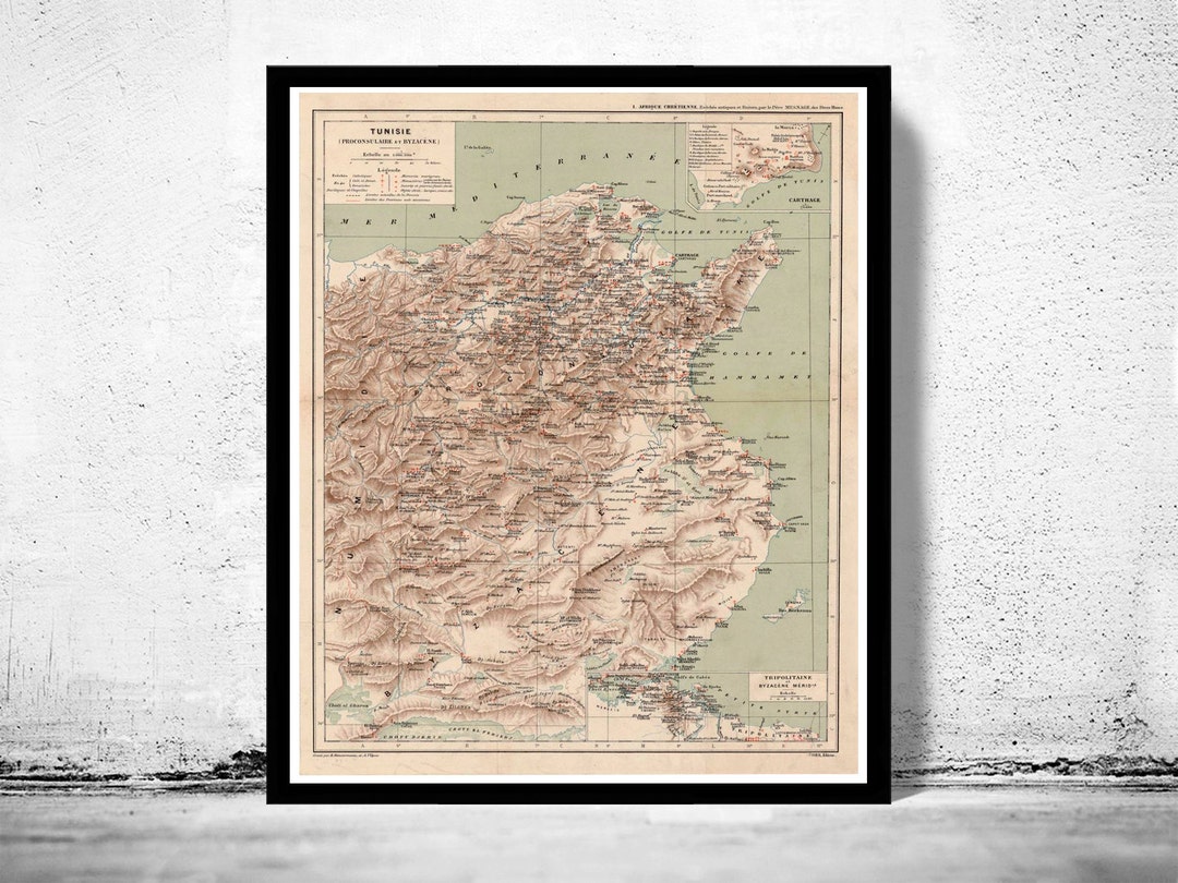 Old Map of Tunisie Tunisia 1912 Vintage Map Vintage Poster Wall Art ...