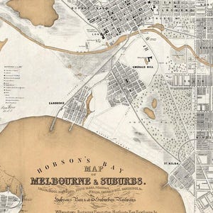 Old Map of Melbourne Australia 1851 Vintage Map Melbourne | Wall Map ...