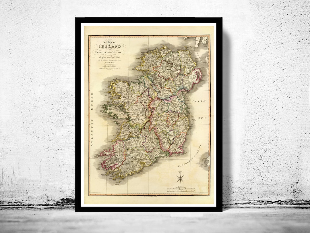 Old Map of Ireland 1798 Vintage Poster Wall Art Print Wall - Etsy Ireland