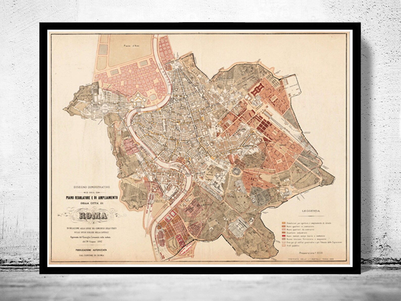 Old Map of Rome 1883 Vintage map of Rome Vintage Poster | Etsy