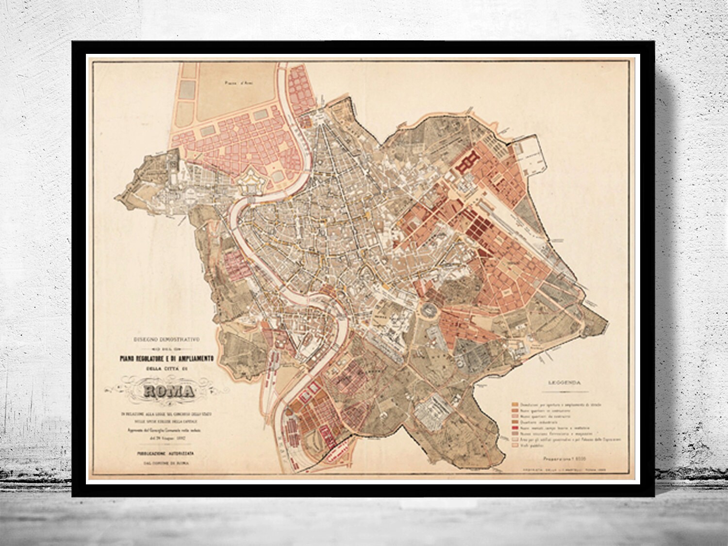 Old Map of Rome 1883 Vintage map of Rome Vintage Poster | Etsy