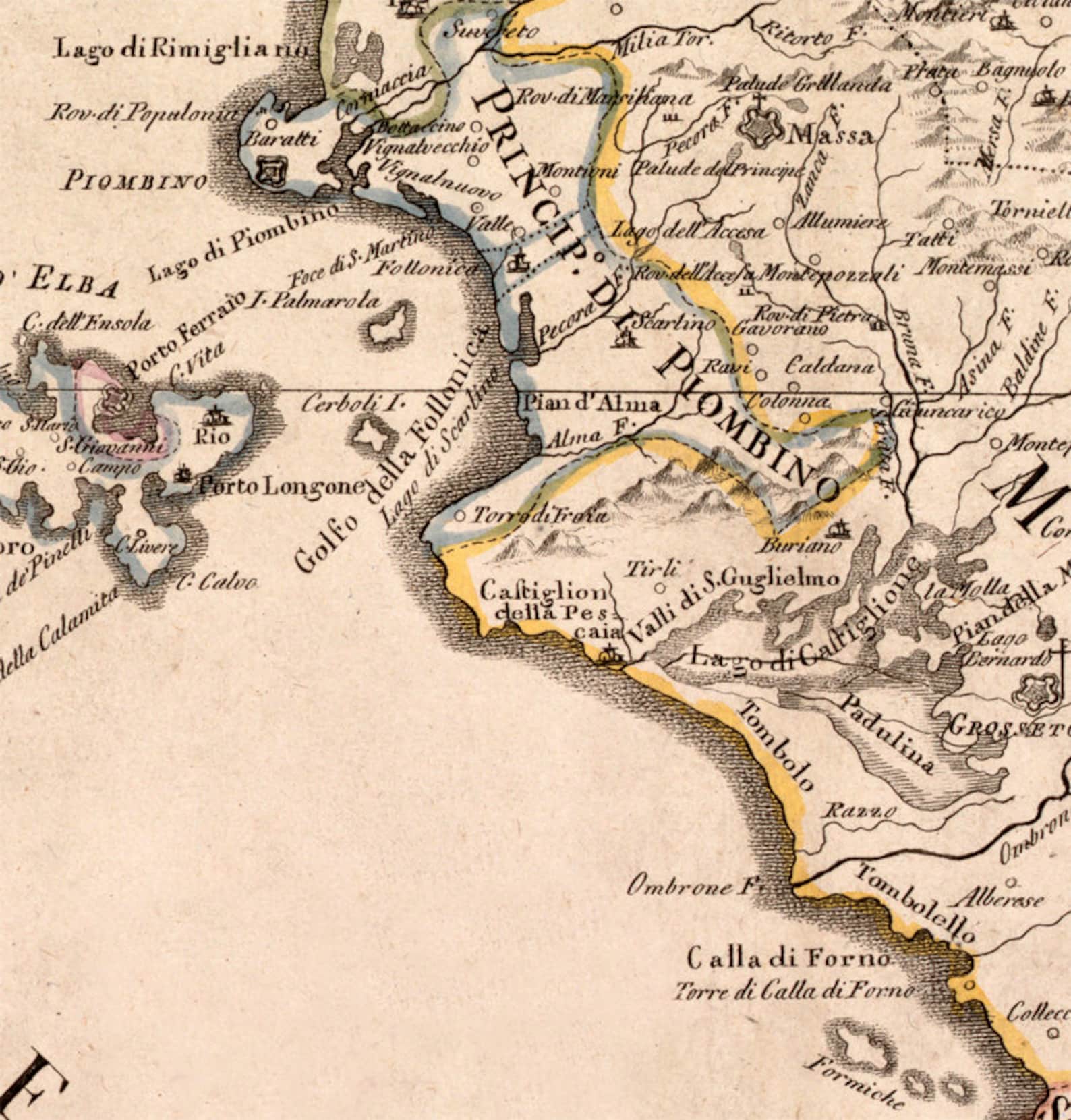 Old Map of Tuscany Toscana Italy 1791 Vintage Map Vintage Poster Wall ...