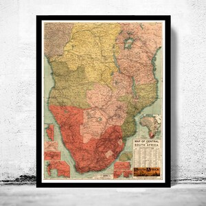 Old Map of South Africa 1924 Vintage Map Vintage Poster Wall Art Print ...
