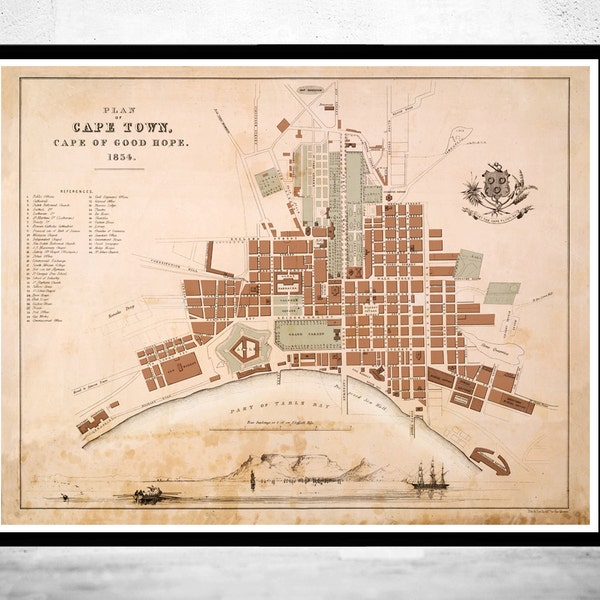 Antique Map of Cape Town - Etsy