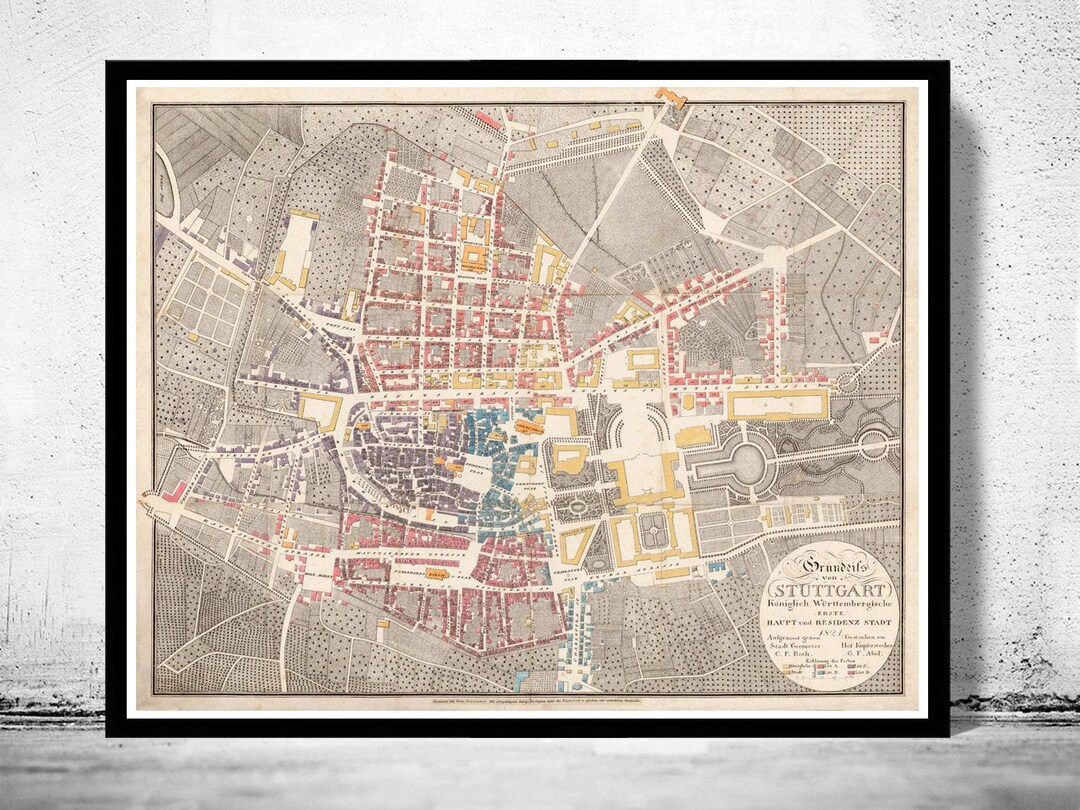 Old Map of Stuttgart, Germany 1821 Vintage Map | Vintage Poster Wall ...