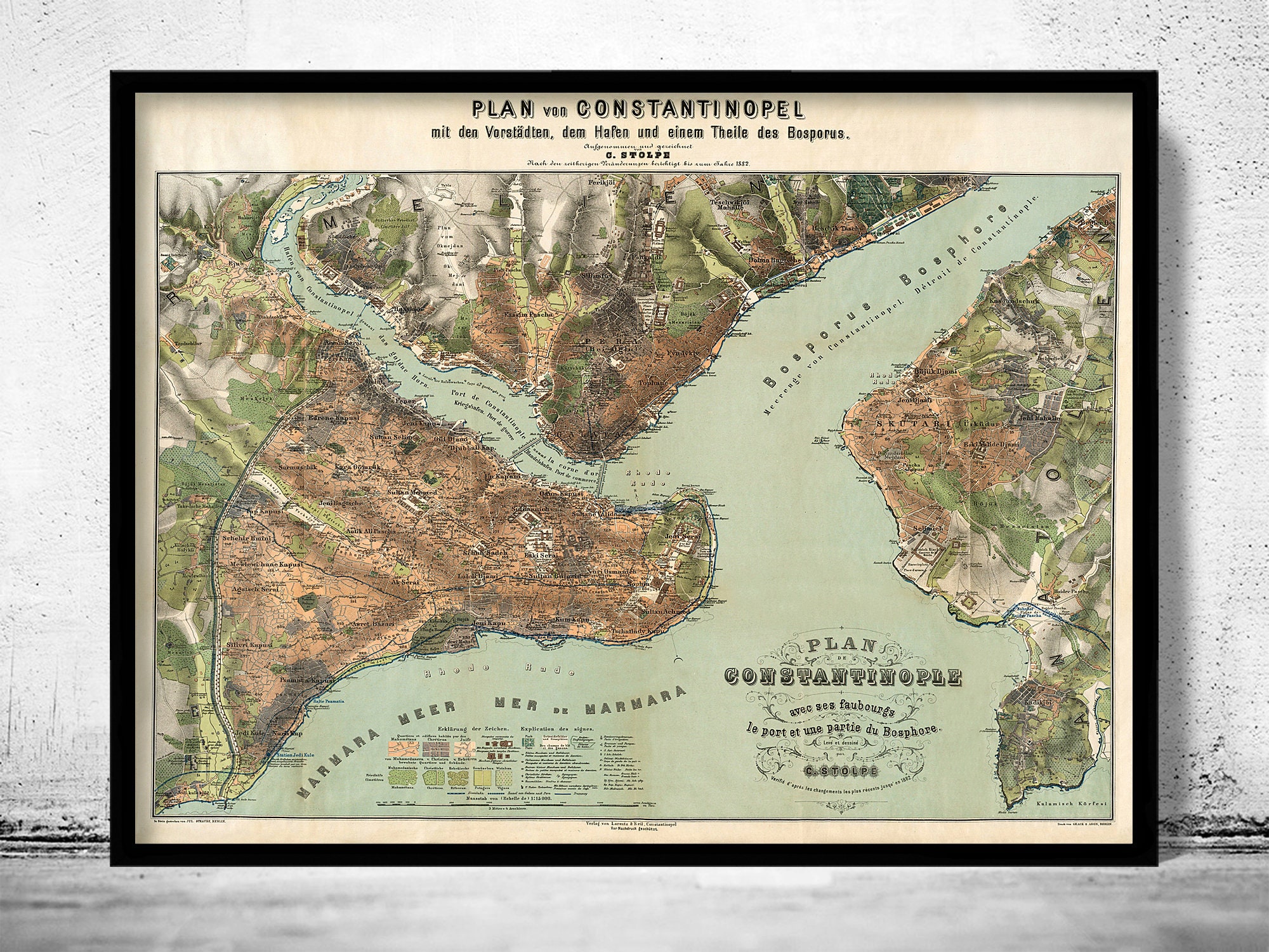 Old Map of Istanbul Constantinople Turkey 1882 Vintage Map - Etsy Australia