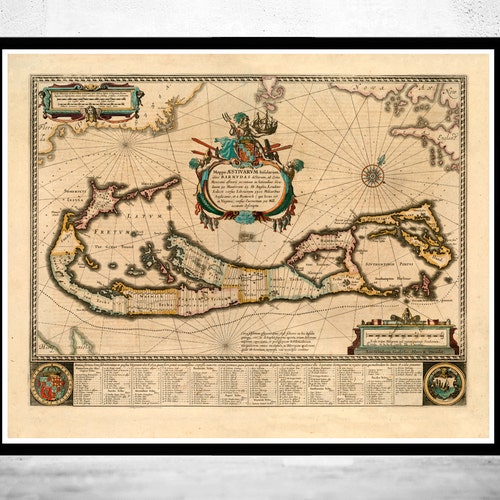 Old Map of Bermuda Islands 1662 Vintage Poster Wall Art - Etsy