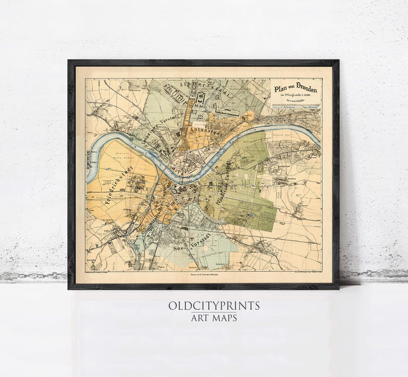 Old Map of Dresden 1878 Germany Vintage Map | Wall Map Print - Etsy ...