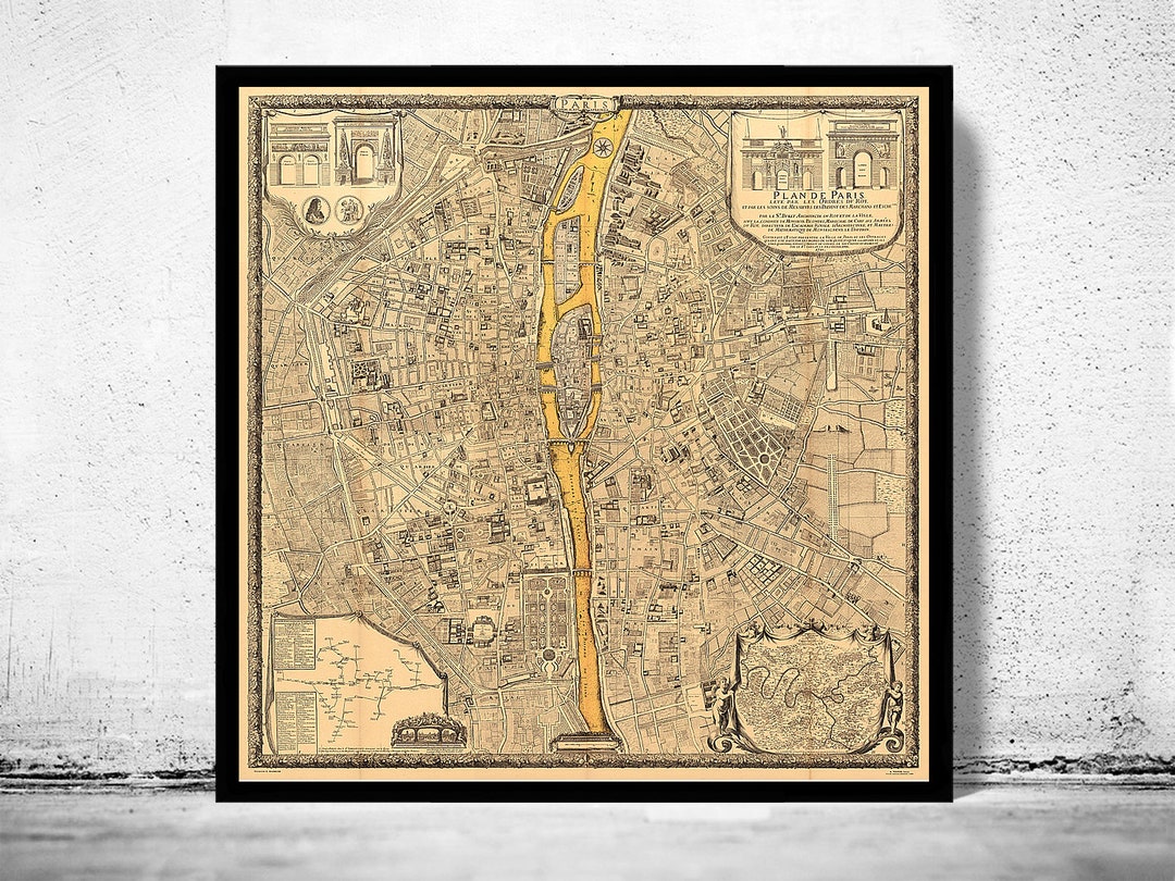 Old Map of Paris France 1710 Vintage Map Vintage Poster Wall Art Print ...