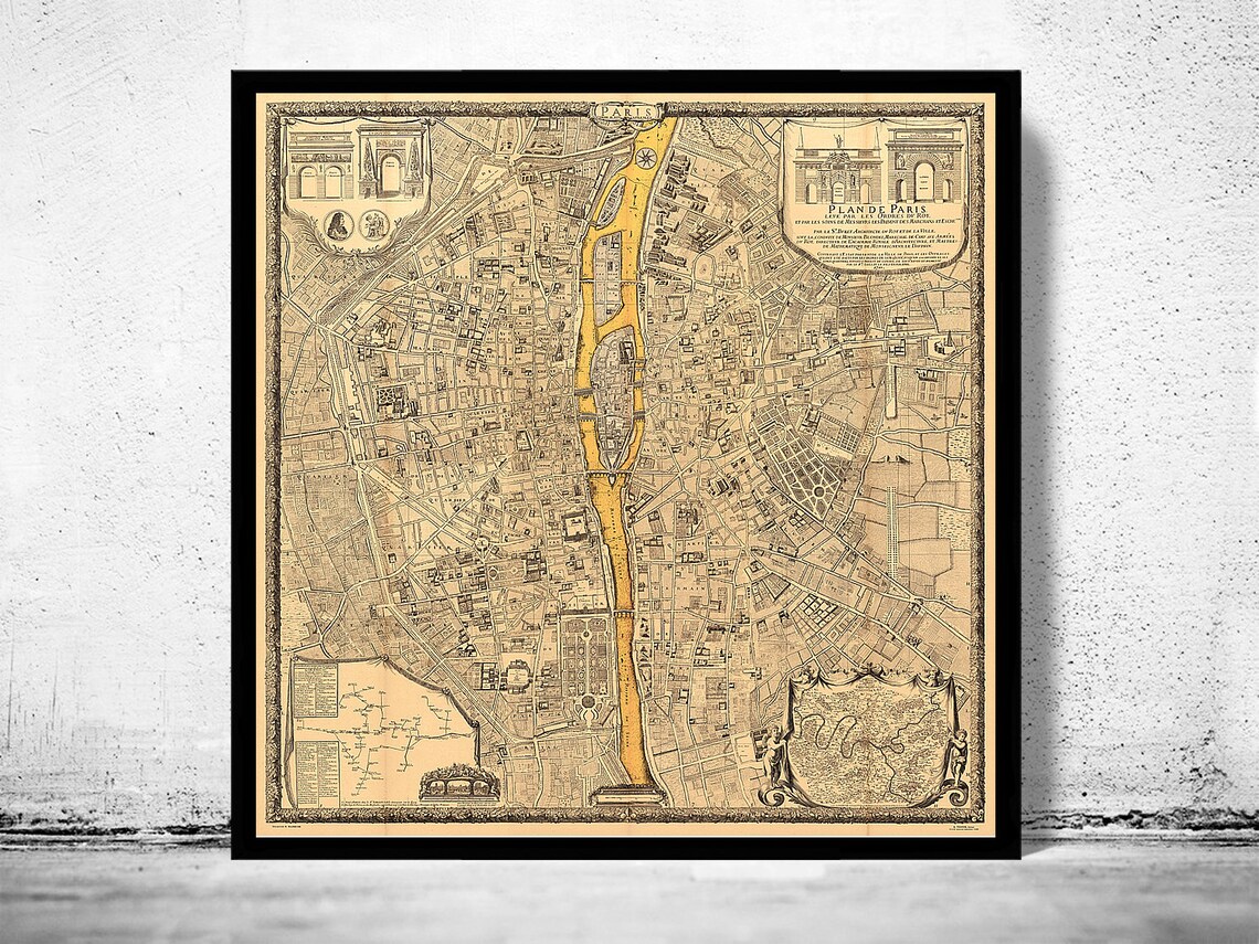 Old Map of Paris France 1710 Vintage Map Vintage Poster Wall - Etsy