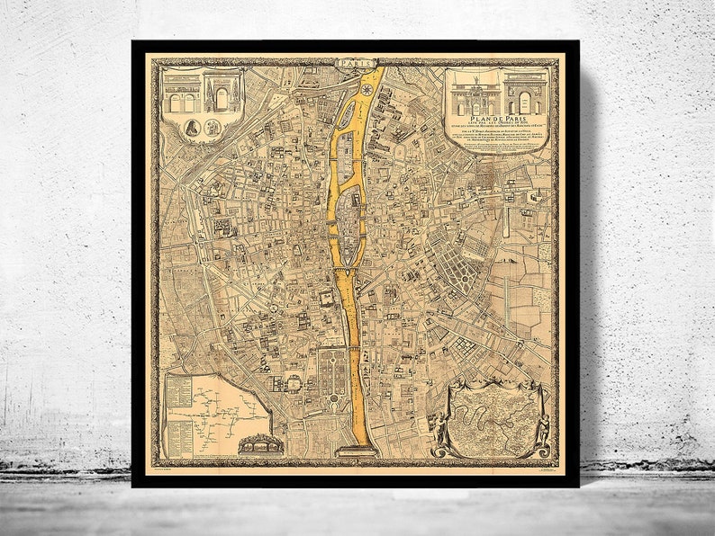 Old Map of Paris France 1710 Vintage Map Vintage Poster Wall - Etsy