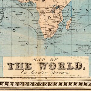 Vintage World Map 1876 Mercator Projection Vintage Map | World Map Gift ...
