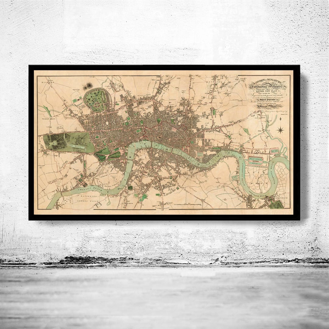 Old London Map 1814 Vintage Large Map London Vintage Poster Wall Art ...
