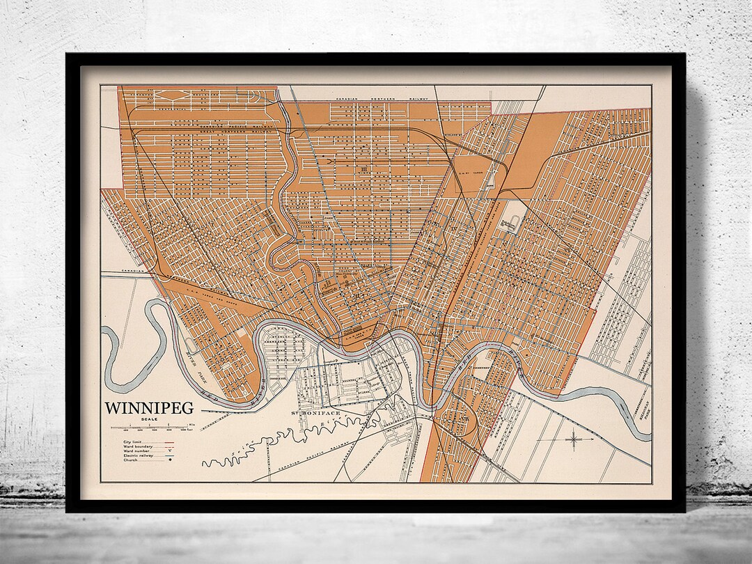 Old Map of Winnipeg Canada 1915 Vintage Map Vintage Poster Wall Art ...