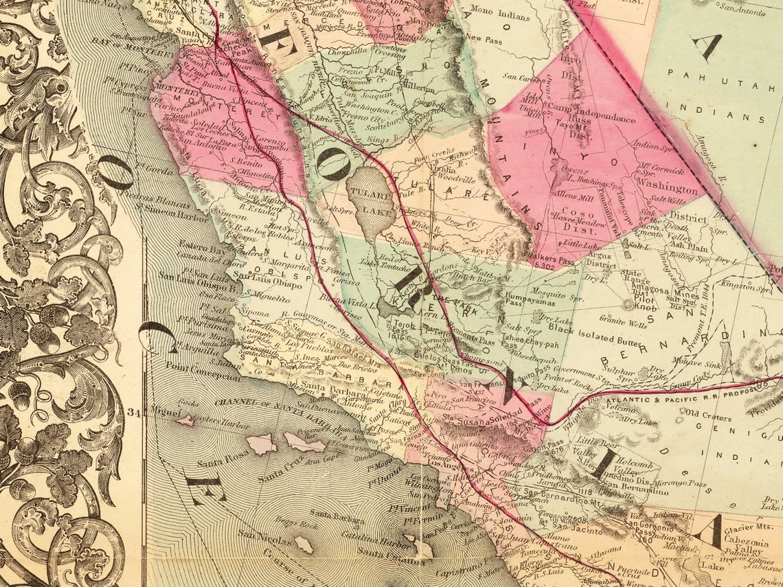 Old Map of United States 1867 Vintage Map of USA Wall Map - Etsy