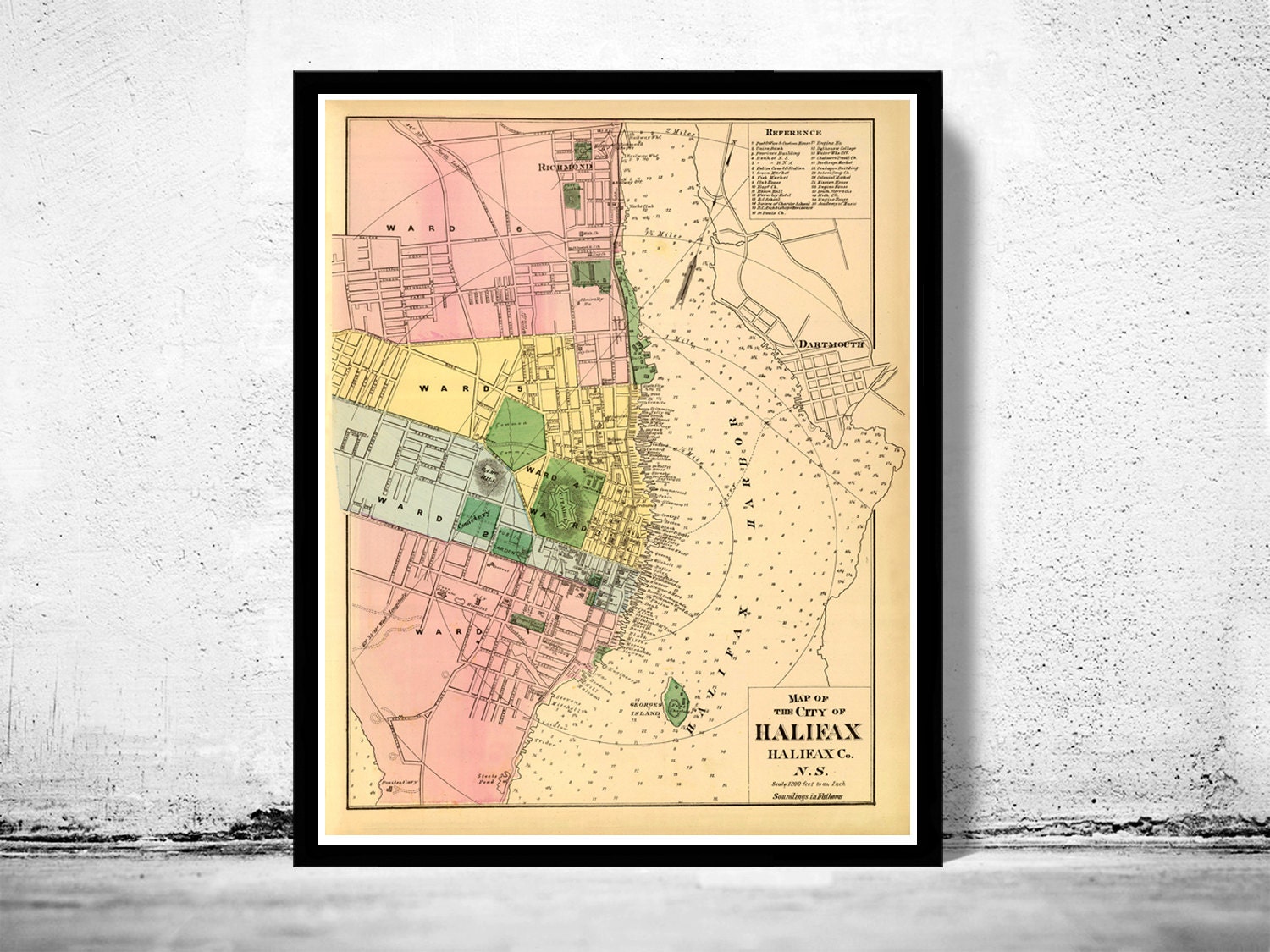 Giclée Art & Collectibles Vintage Gift Map Halifax City Road Map Poster ...