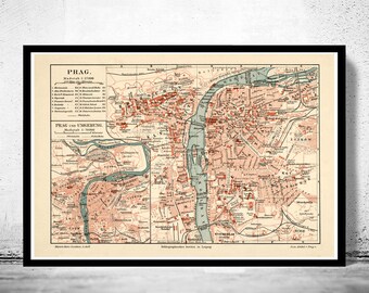 Old Map of Prague 1900 Czech Republic Vintage Poster Wall | Etsy