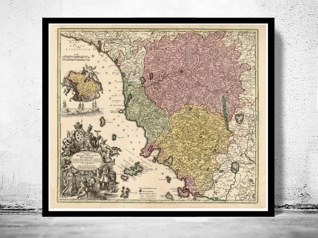 Old Map of Tuscany Toscana Italy 1750 Vintage Map | Vintage Map Wall ...