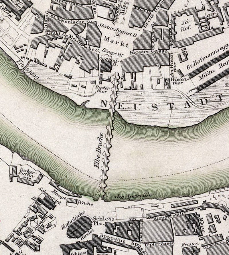 Old Map Of Dresden Germany 1833 Vintage Map | Vintage Poster Wall Art ...