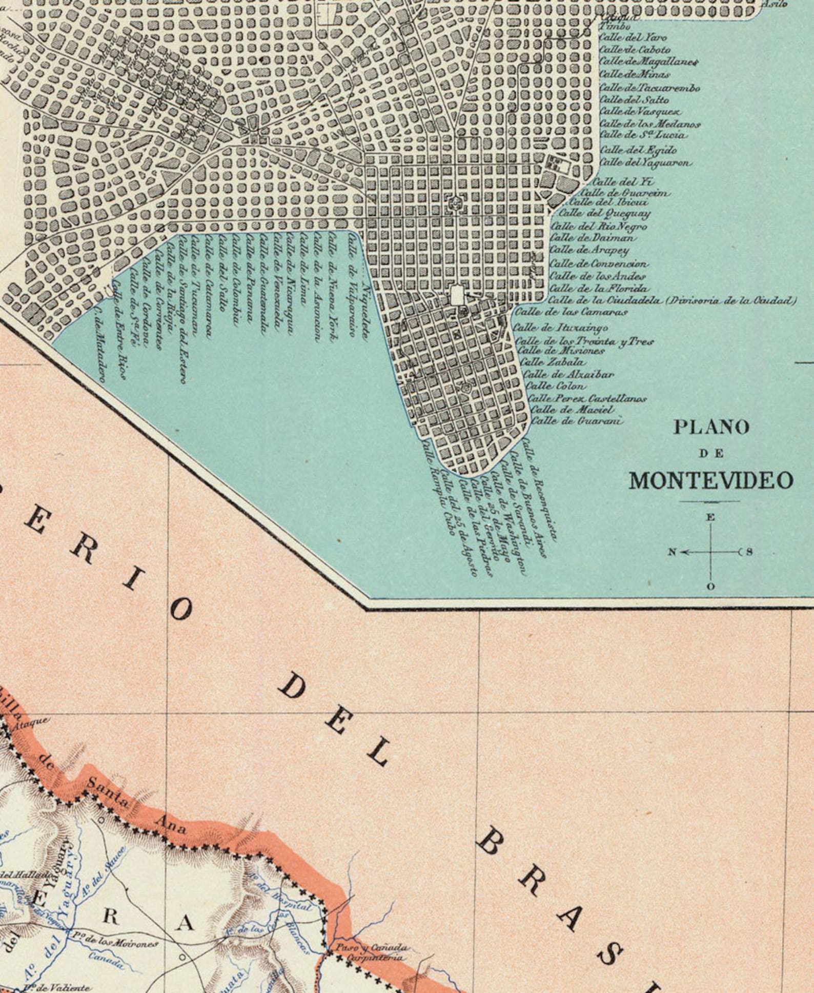 Old Map Uruguay and Montevideo South America Antique Map 1888 - Etsy