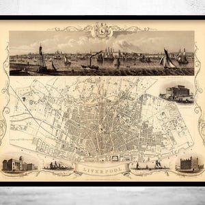 Old Map of Liverpool 1851 UK Vintage Map | Vintage Poster Wall Art ...