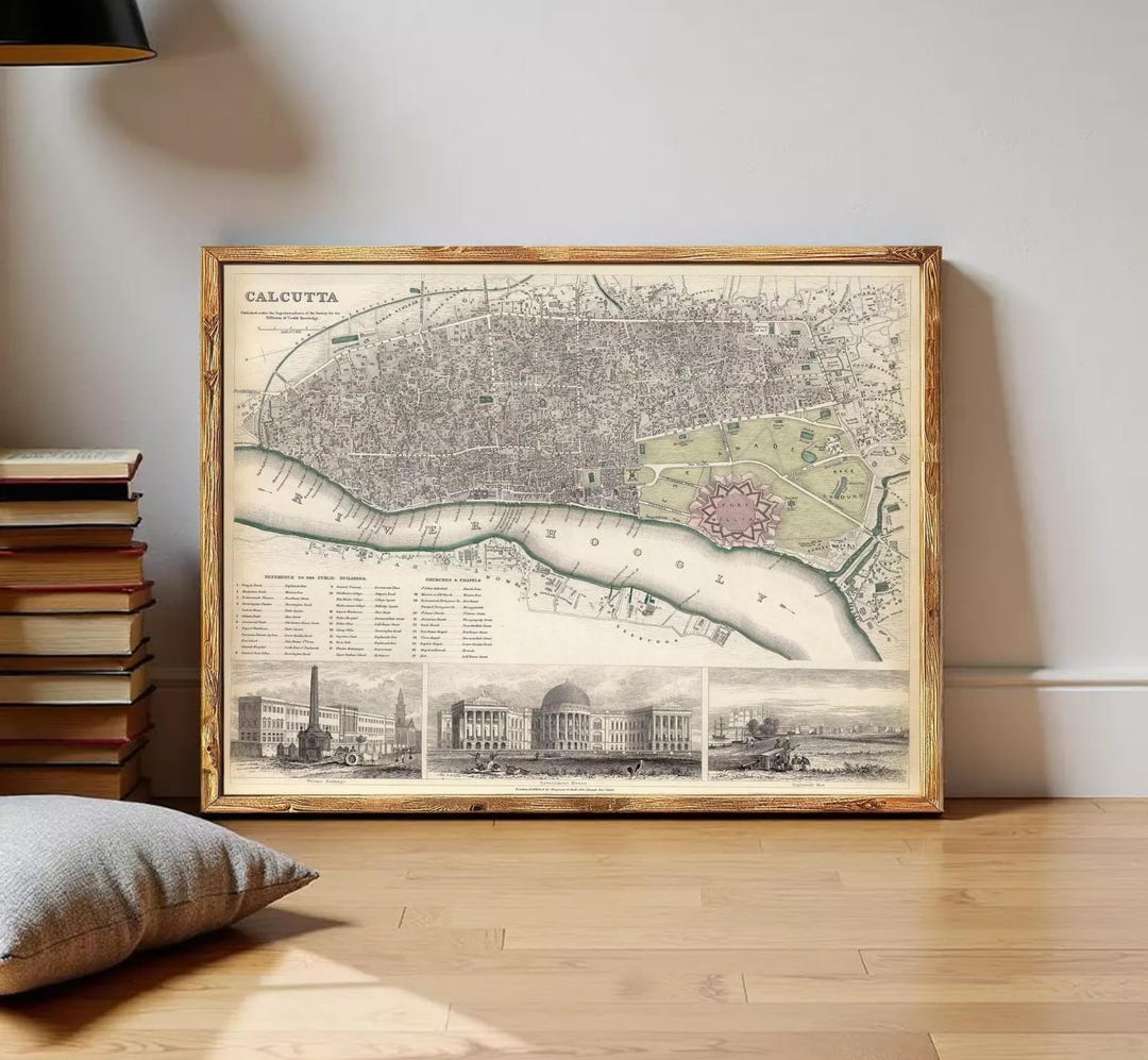 Old Map of Calcutta Kolkata India 1842 Vintage Map | Wall Map Print - Etsy