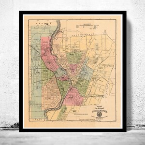 Old Map of Rochester United States 1882 Vintage Map | Vintage Poster ...