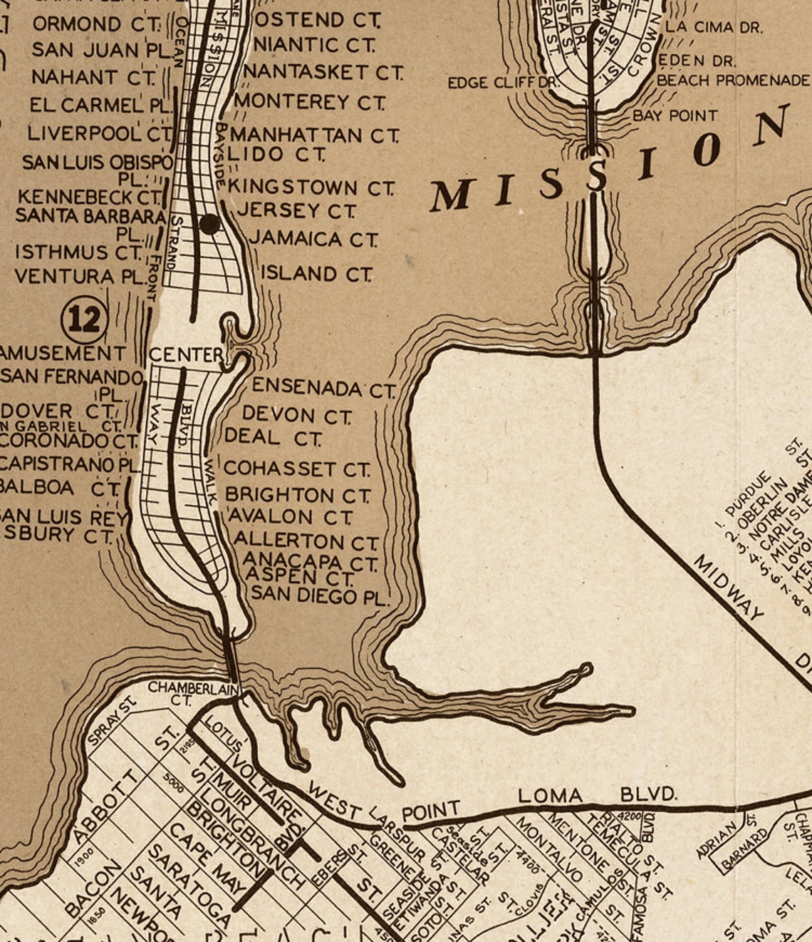Old Map San Diego California 1935 Vintage Poster Wall Art - Etsy