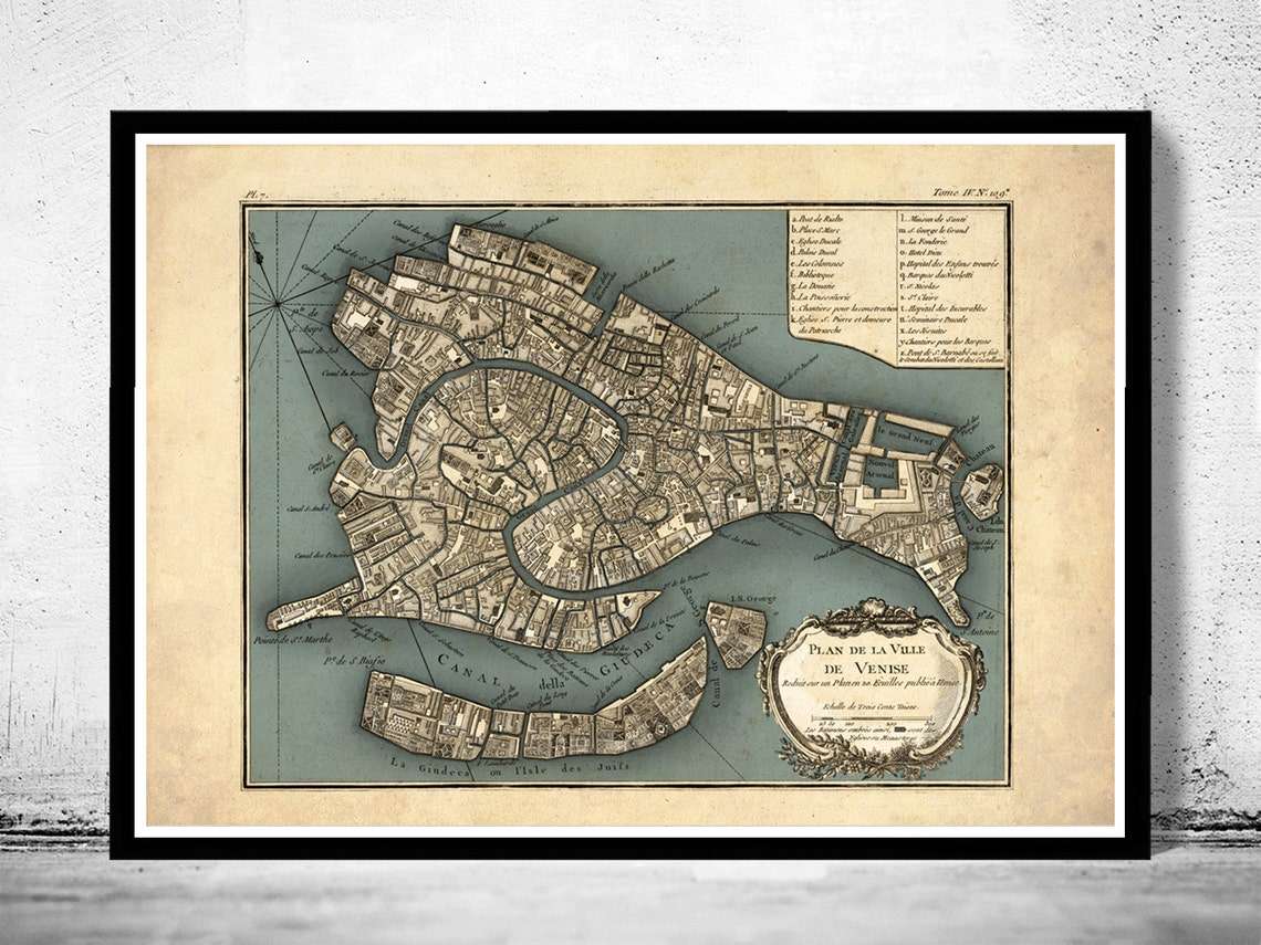 Old Map of Venice Italy 1764 Vintage Map Vintage Poster Wall | Etsy