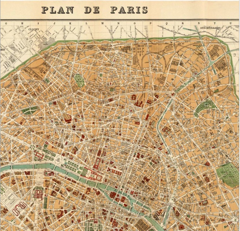 Old Map of Paris 1889 France Vintage Paris Plan Vintage | Etsy