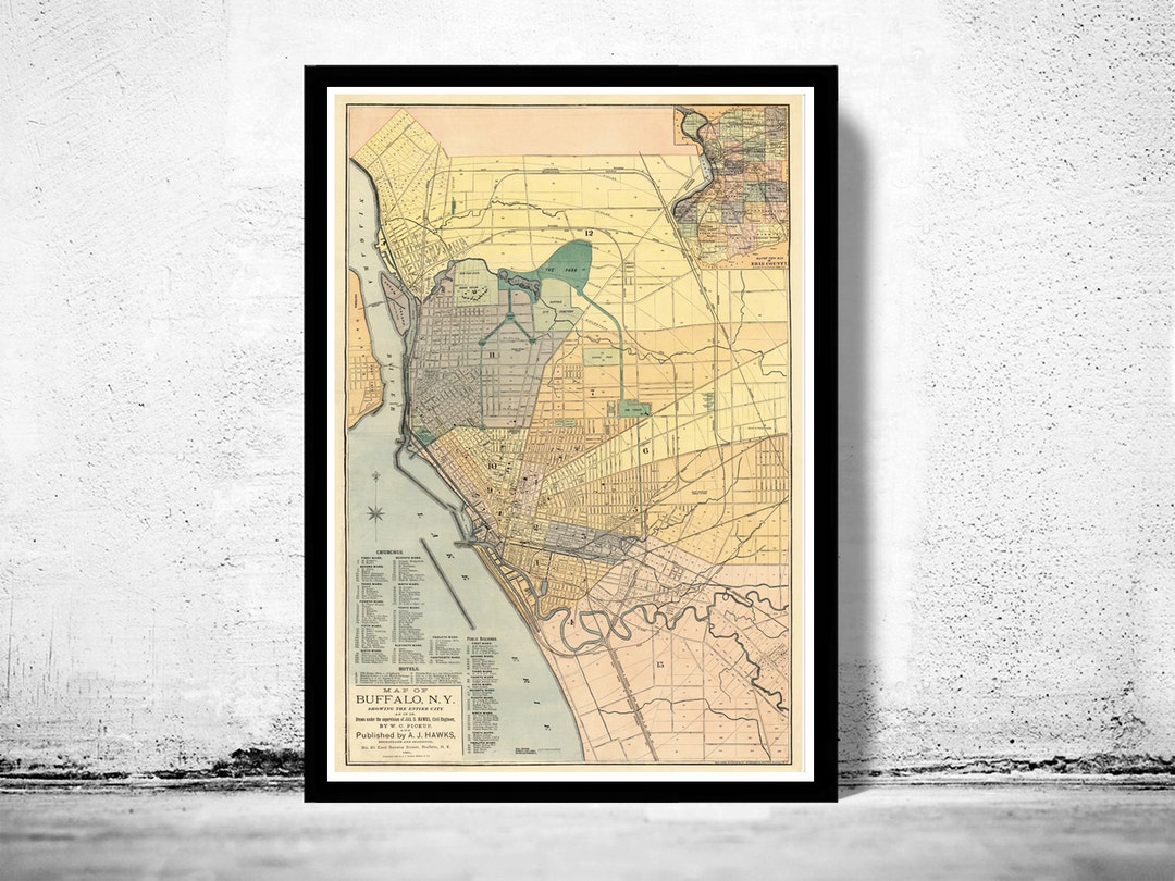 Old Map of Buffalo New York 1881 Vintage Map Vintage Poster Wall Art ...