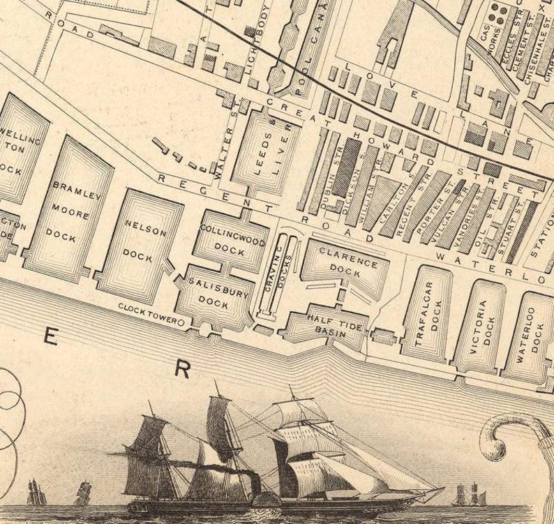 Old Map of Liverpool 1851 UK Vintage Map | Wall Map Print - Etsy
