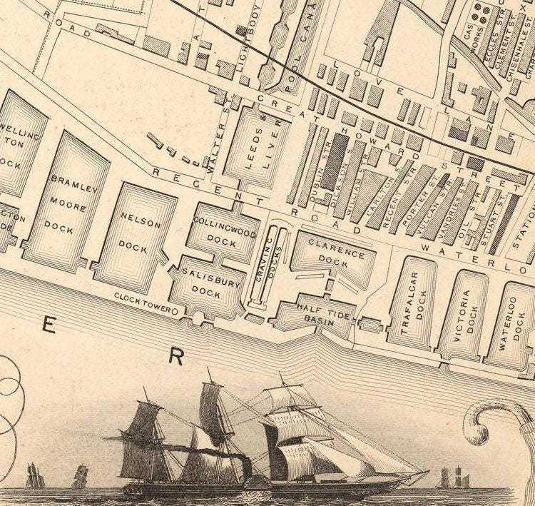 Old Map of Liverpool 1851 UK Vintage Map | Wall Map Print - Etsy