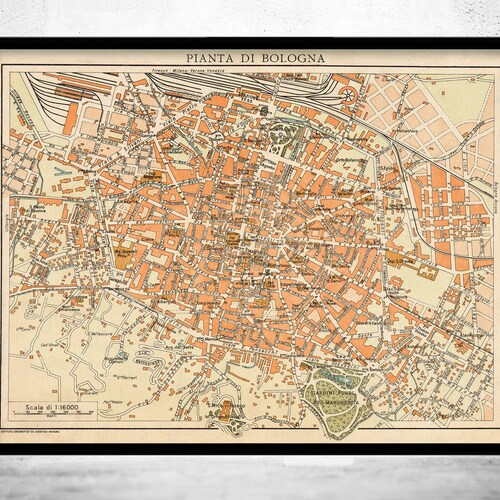 Old Map of Bologna 1930 Vintage Poster Wall Art Print Home & Living ...