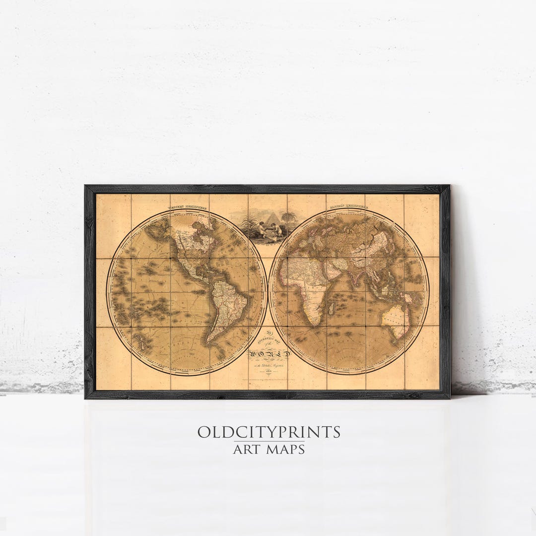 Old Map of the World 1819 World Wall Map | Vintage World Map - Etsy Ireland