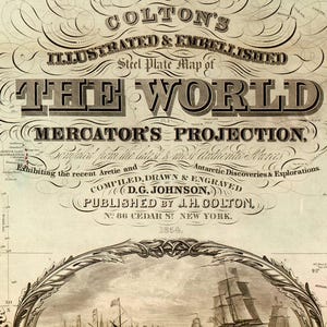 Old World Map 1854 Mercator Projection Vintage Map | World Map Gift ...