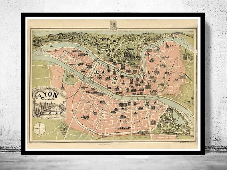 Old Map of Lyon France 1894 Vintage Map of Lyon Vintage - Etsy