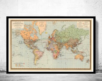 1899 World Map - Etsy