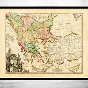 Old Map of Turkey 1760 Vintage Map Vintage Poster Wall Art Print Wall ...