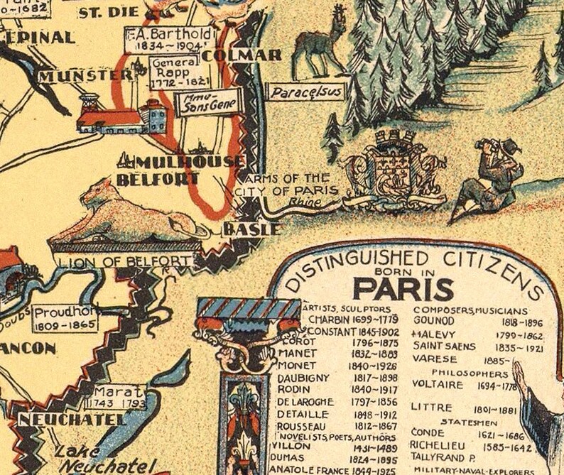 Old Map of France Story Map 1936 Vintage Map of France - Etsy
