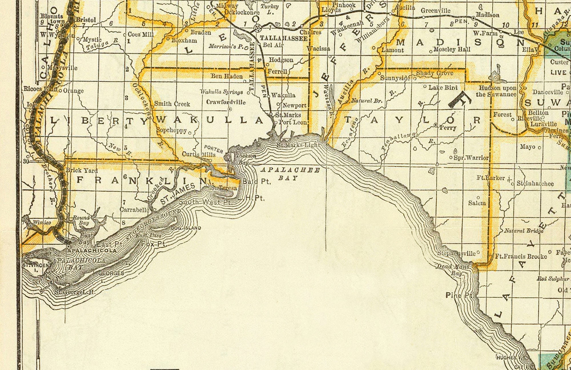 Old Map of Florida State 1890 Florida Vintage Map Vintage - Etsy