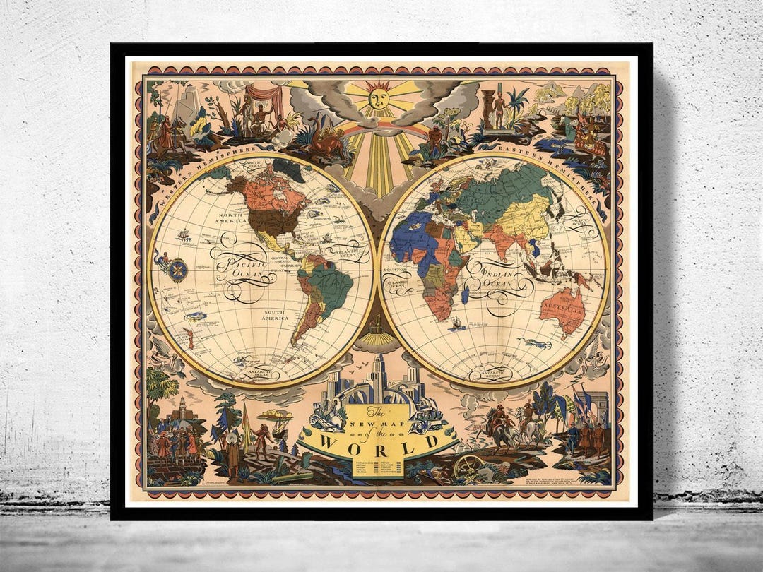 Old Map of The World 1928 Vintage Map | Vintage World Map - Etsy Schweiz