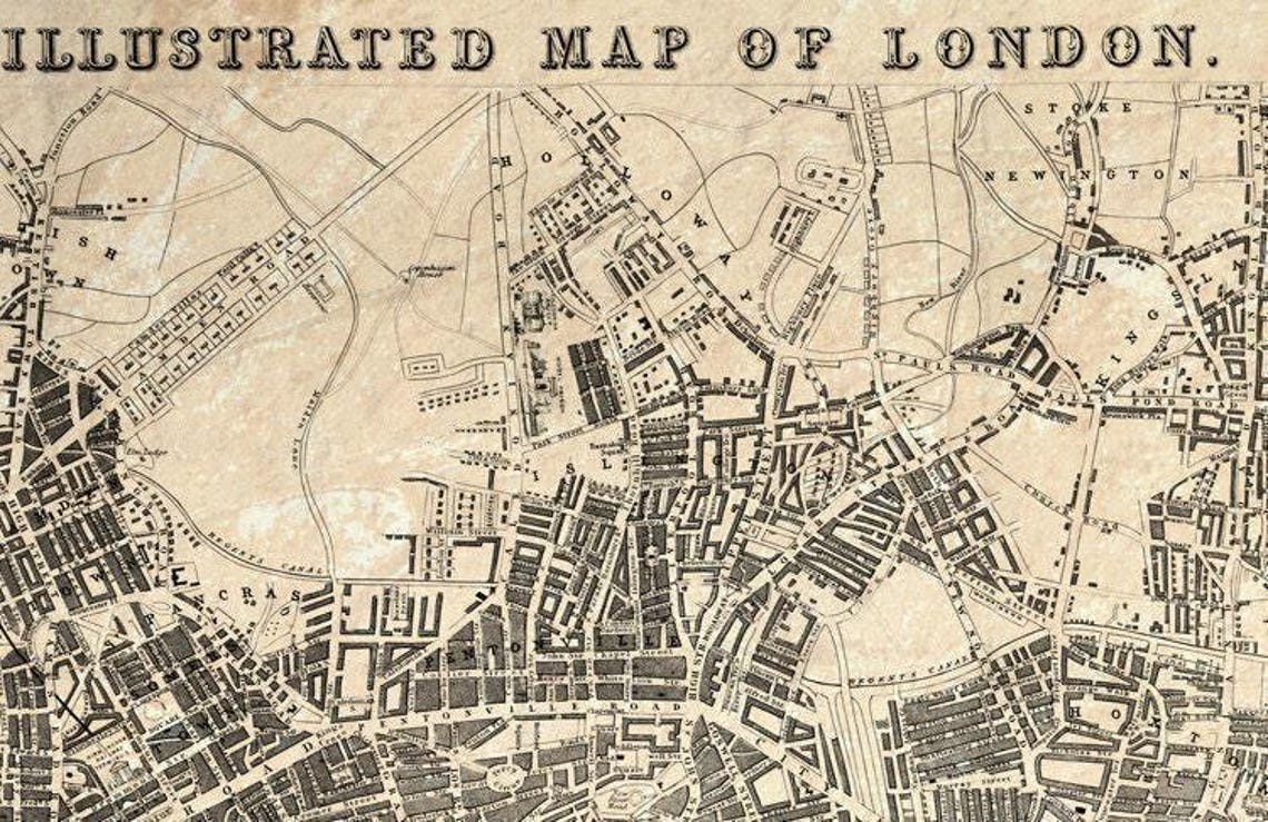 Old Map of London England 1845 Vintage Map of London | Wall Map Print ...