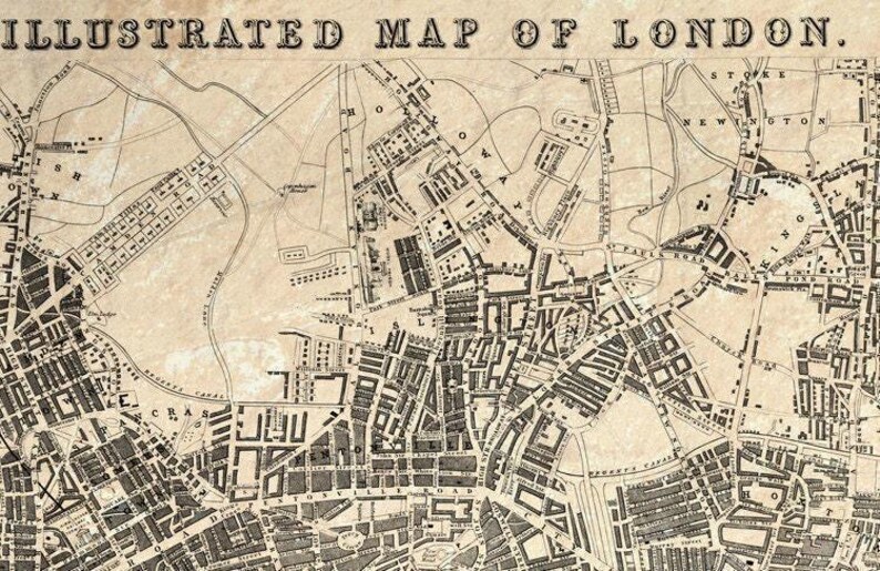 Old Map of London England 1845 Vintage Map of London | Wall Map Print ...