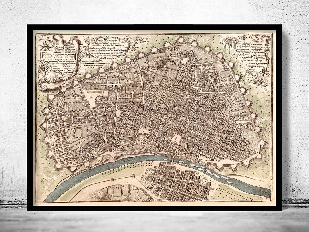 Old Map of Lima Peru 1748 Vintage Map Vintage Poster Wall Art Print ...