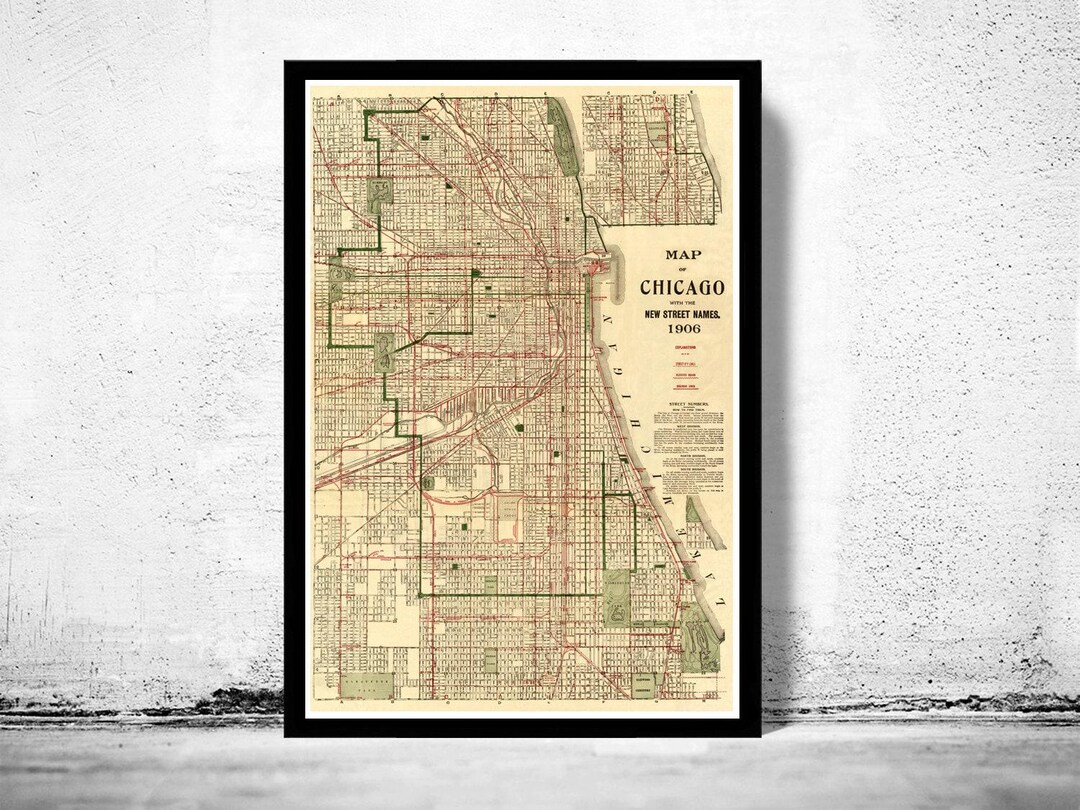 Old Map of Chicago 1906 Vintage Map Chicago | Vintage Poster Wall Art ...